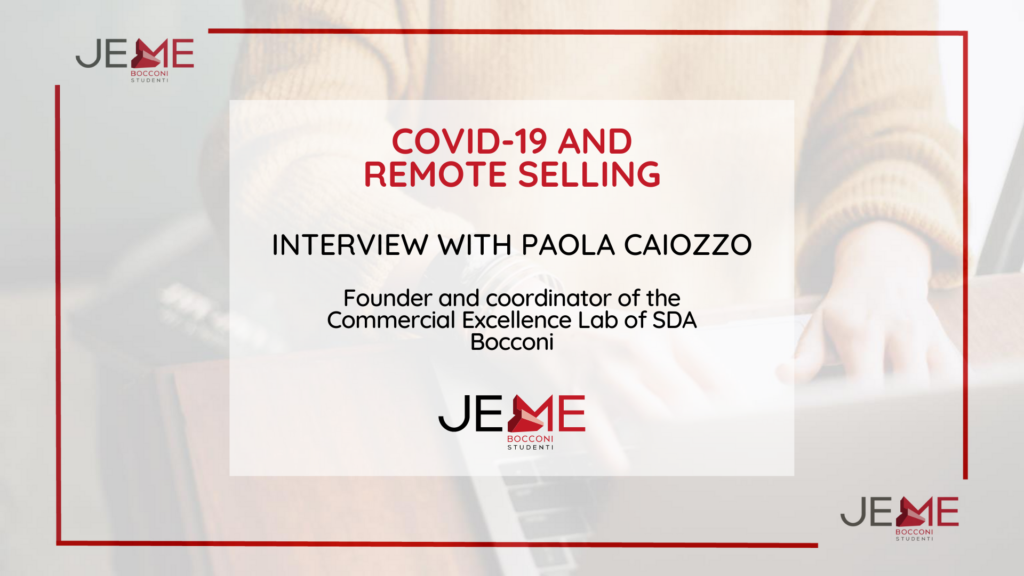 Paola Caiozzo sul Remote Selling - by JEME Bocconi Studenti